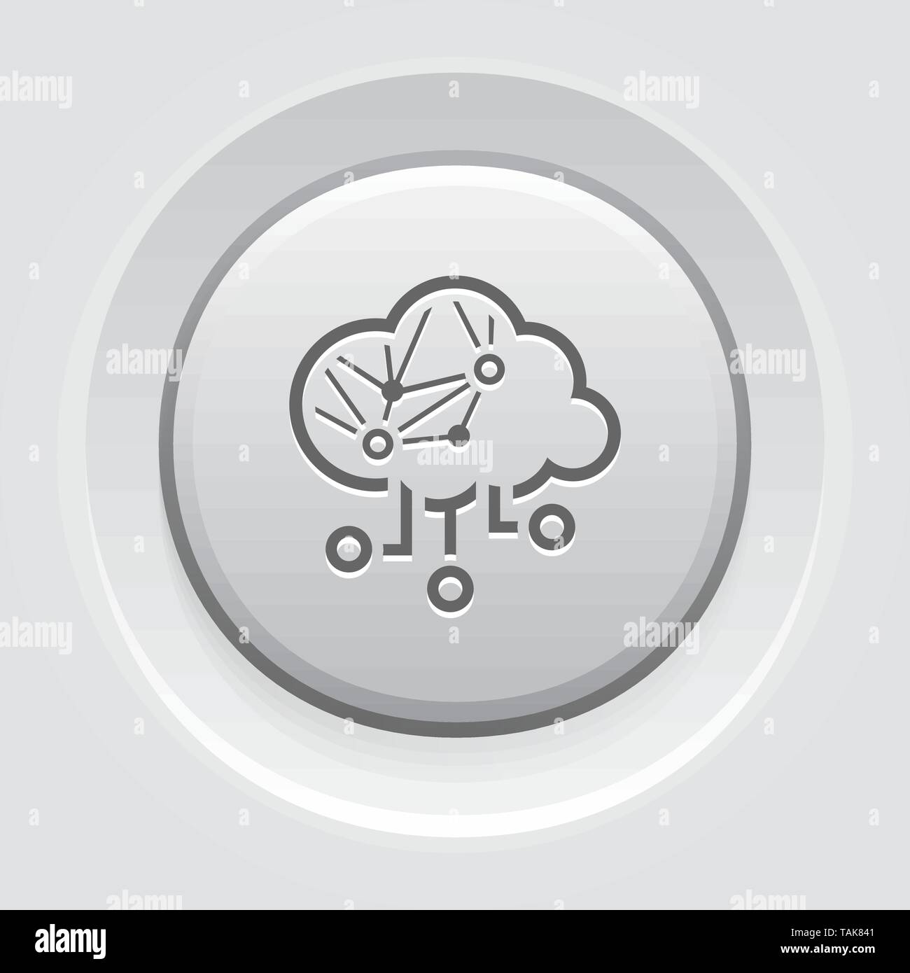 Simple Cloud Computing Vector Button Icon with artificial intelligence ...