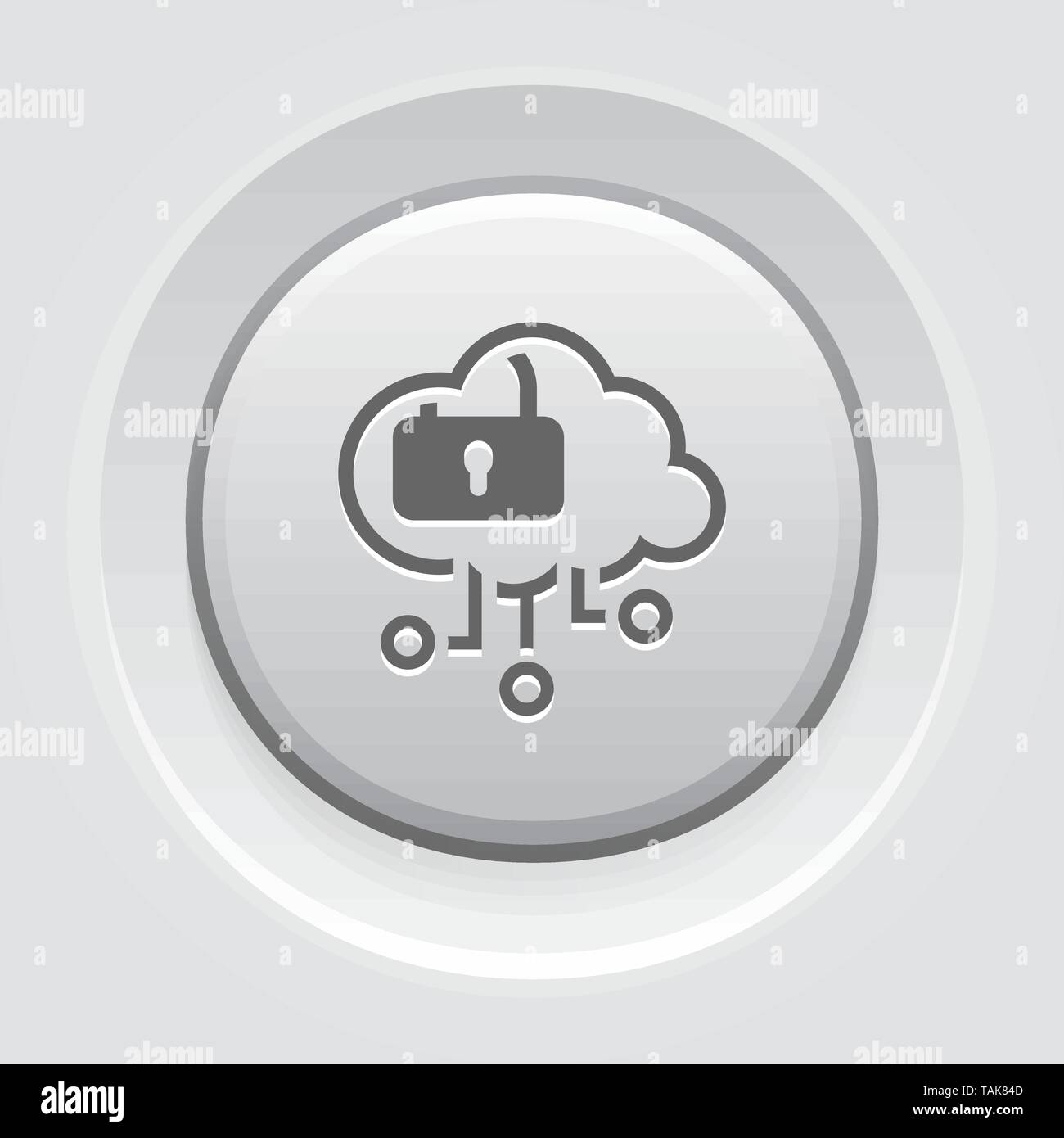 Simple Cloud Security Vector Button Icon with Pad Lock Stock Vector ...