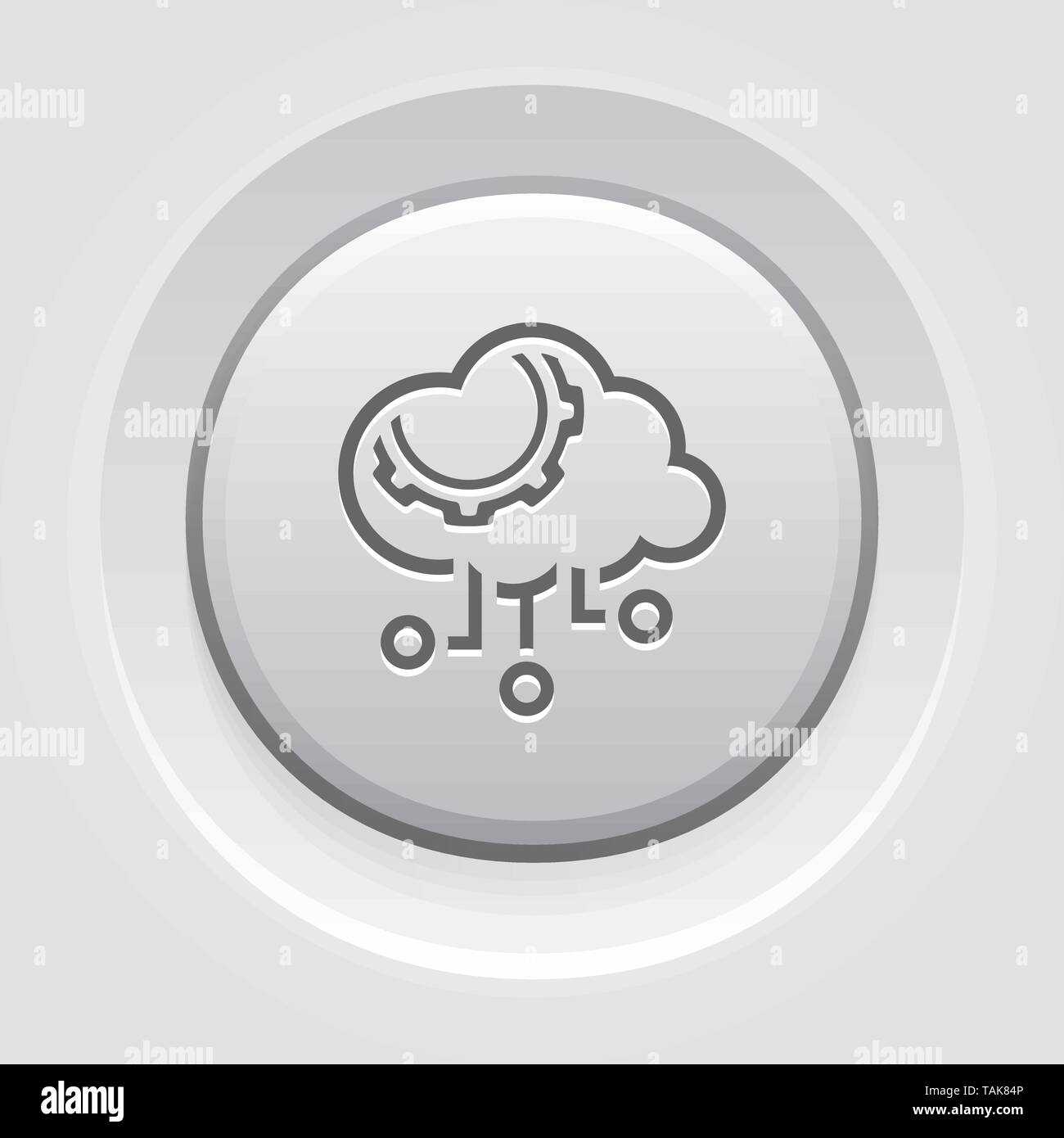 Simple Cloud Processing Vector Button Icon with Gear symbol Stock Vector Image & Art - Alamy