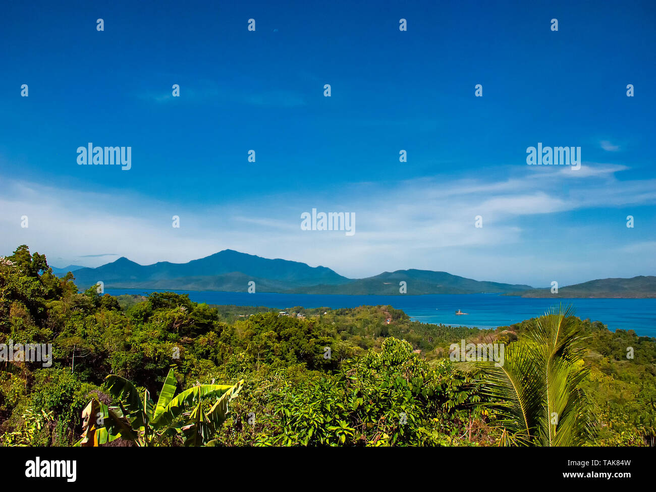 A panoramic view over the hills and jungle in Palawan, Philippines ...