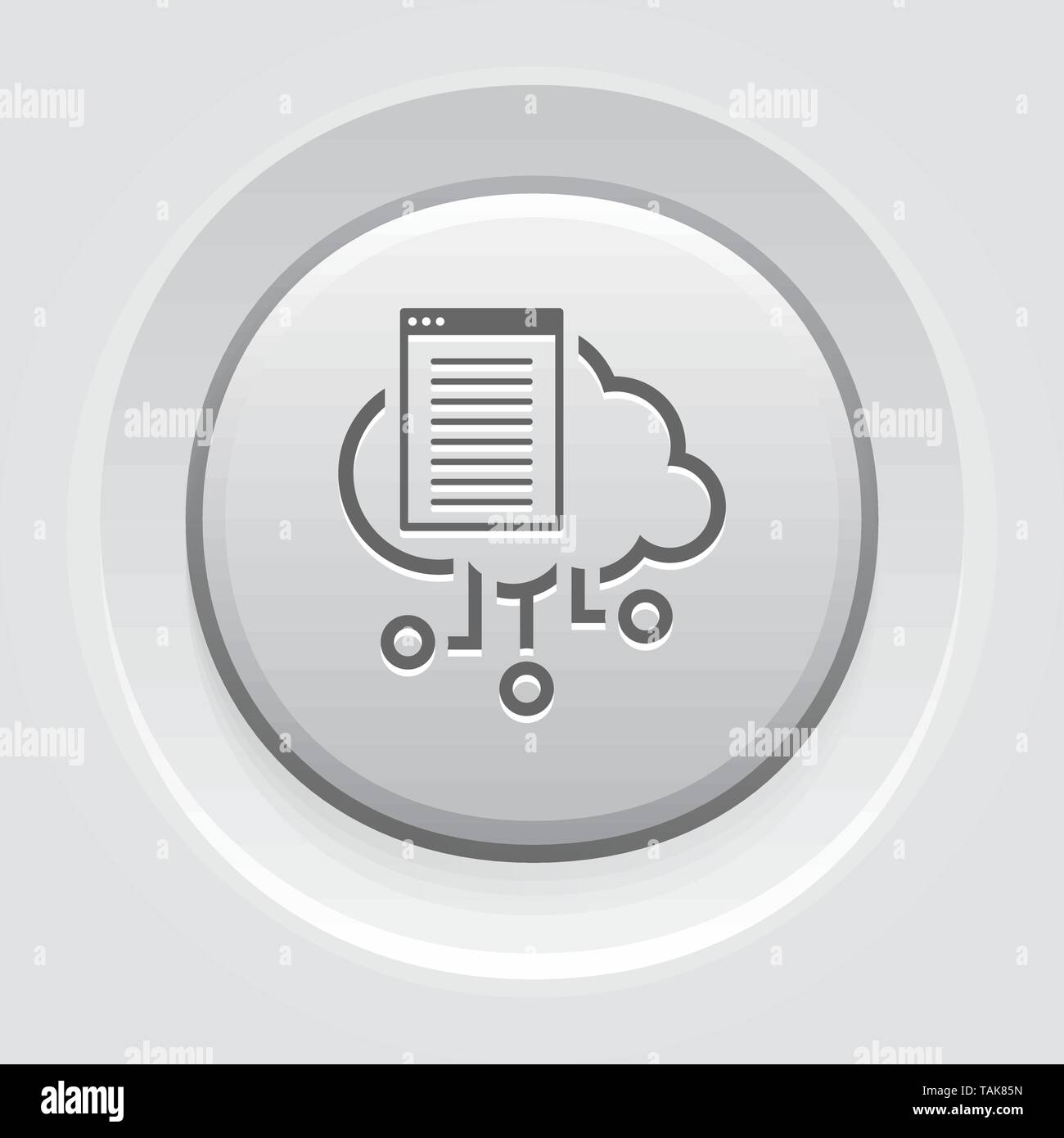 Simple Cloud Documents Vector Button Icon with open online document ...