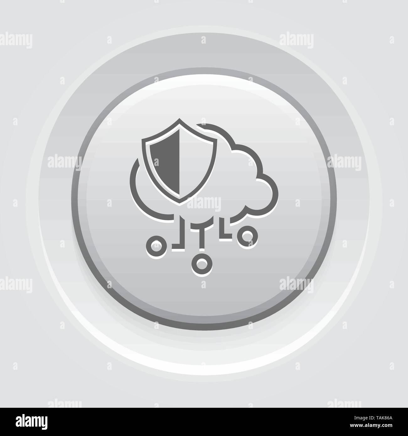 Simple Cloud Protection Vector Button Icon with Shield Stock Vector ...