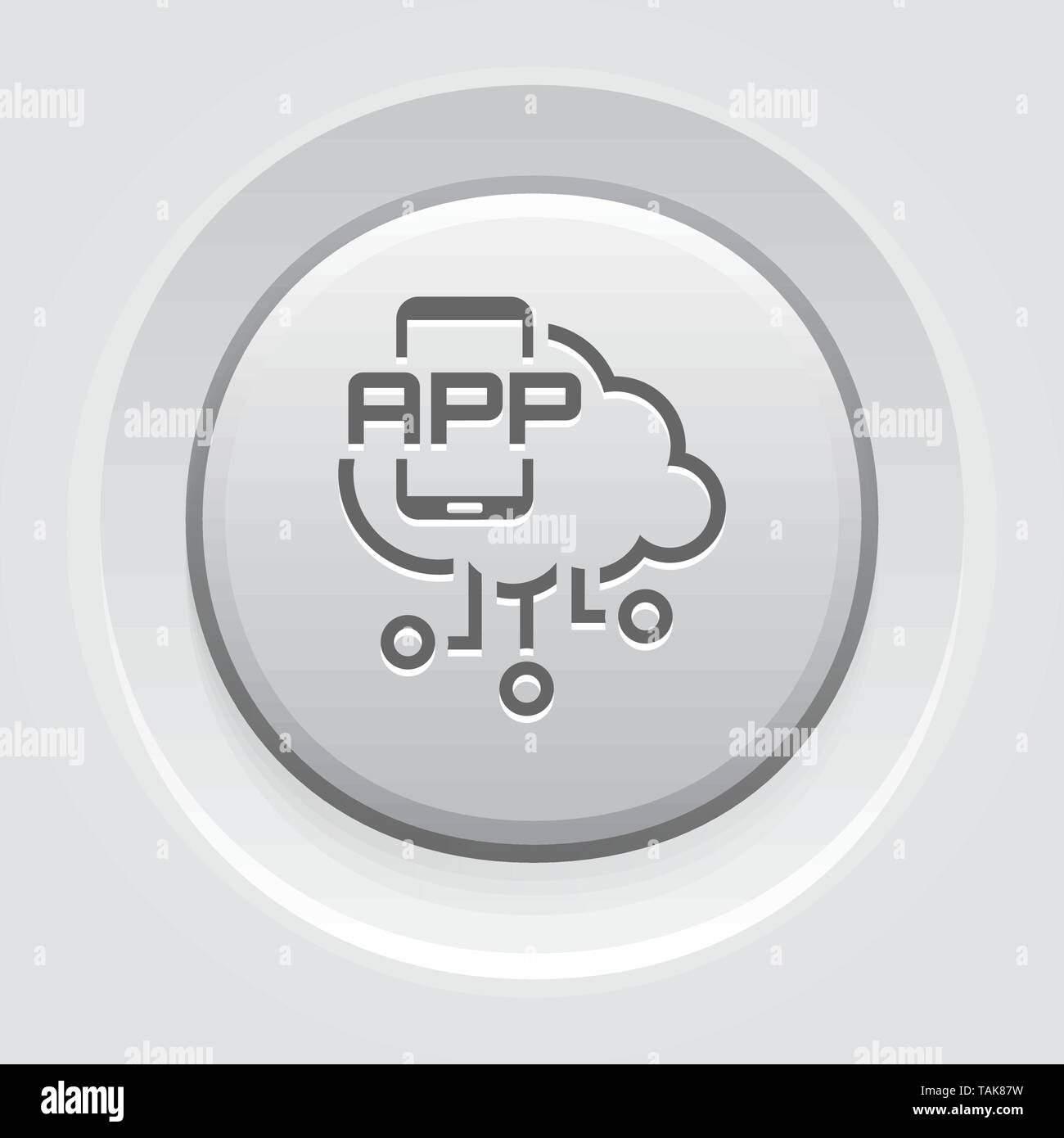 Simple Mobile Cloud APP Vector Button Icon with mobile smartphone device Stock Vector Image ...