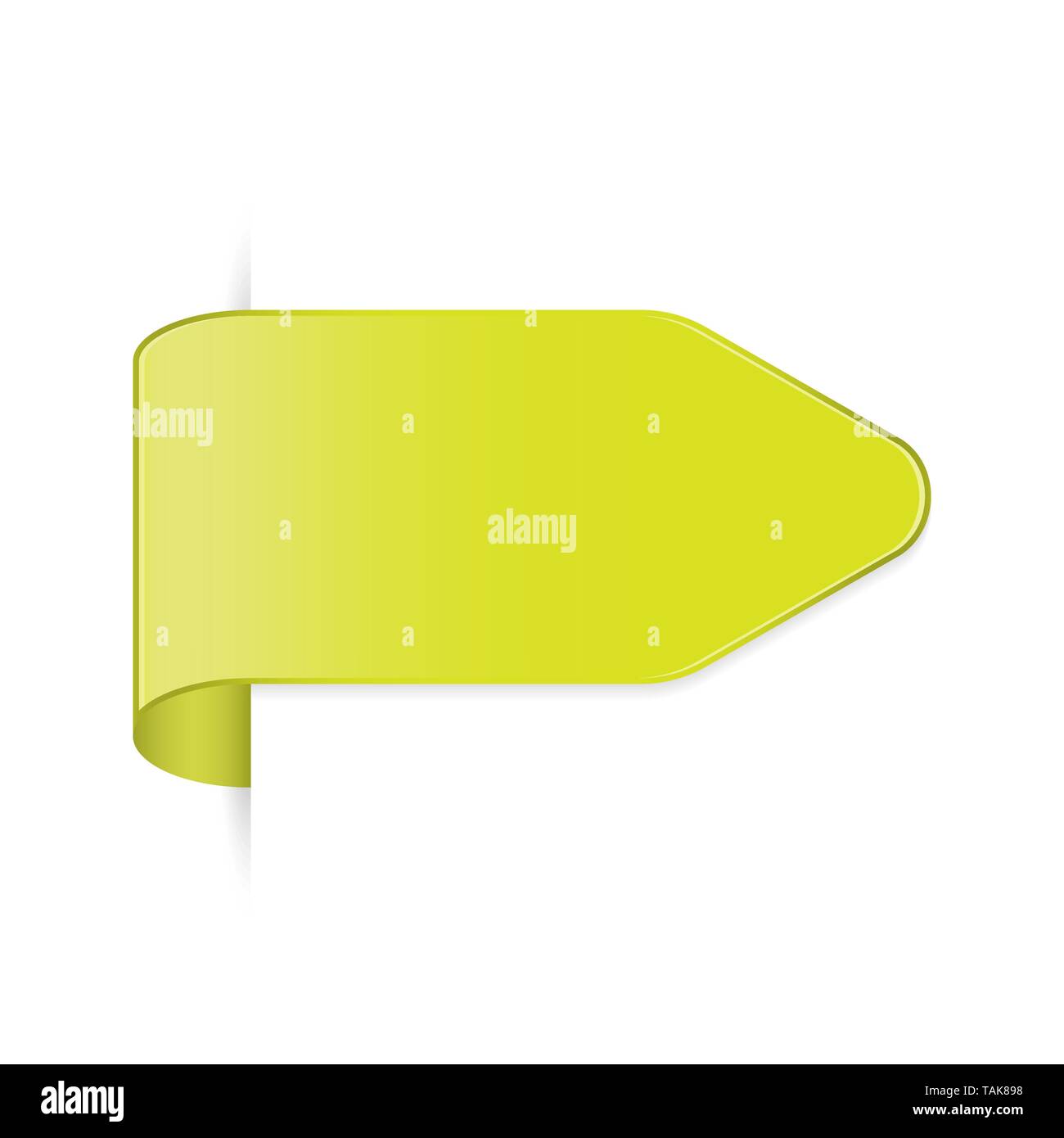 Long yellow-green arrow bookmark with shadow and space for text Stock ...