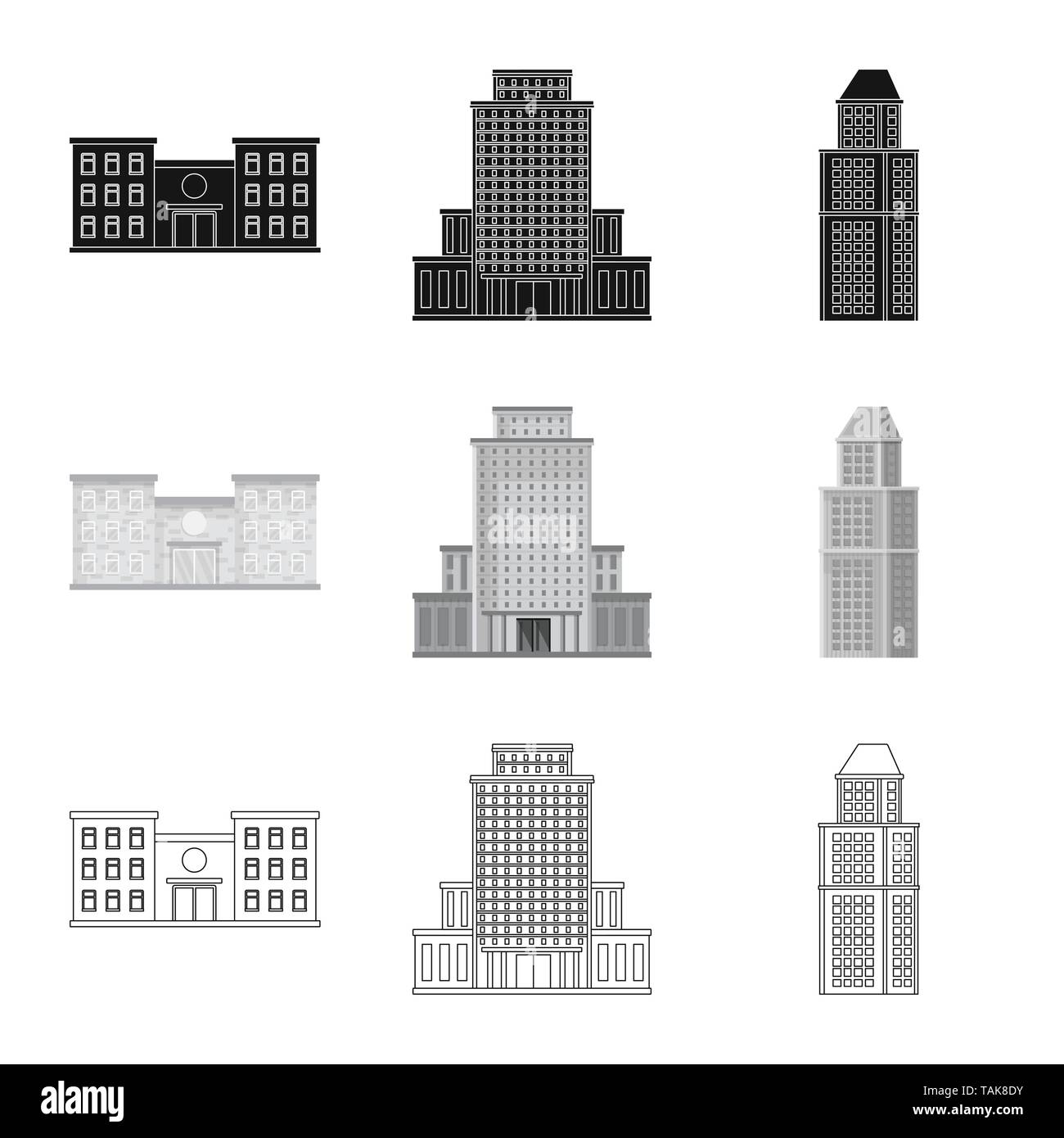 Isolated object of municipal and center icon. Set of municipal and ...