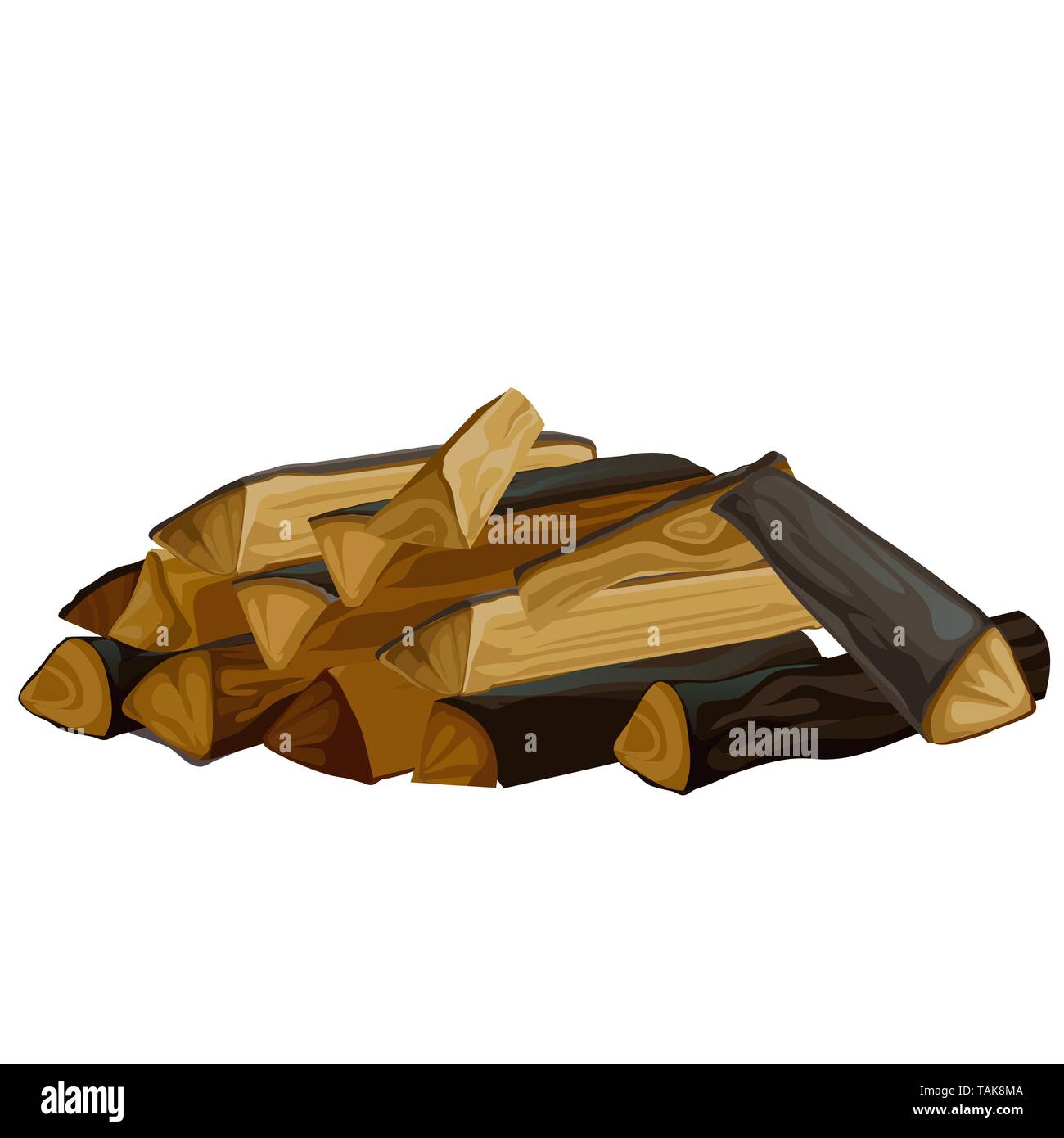 A pile of dry firewood for the stove isolated on white background ...