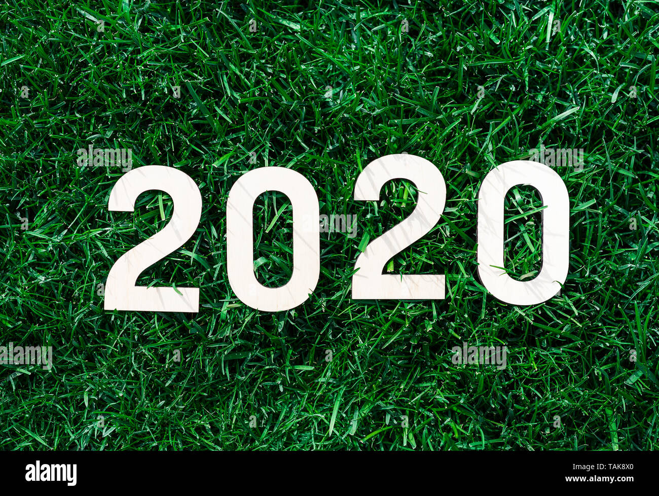 White 2020 numbers on green grass background, closeup Stock Photo - Alamy