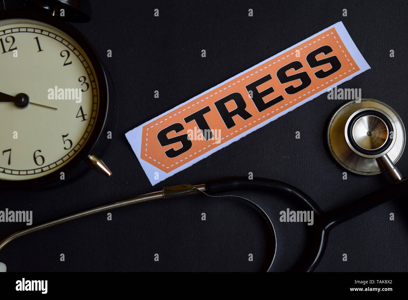 Stress on the print paper with Healthcare Concept Inspiration. alarm ...