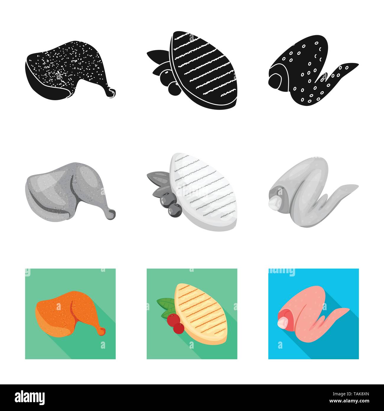 Vector design of product and poultry symbol. Collection of product and ...