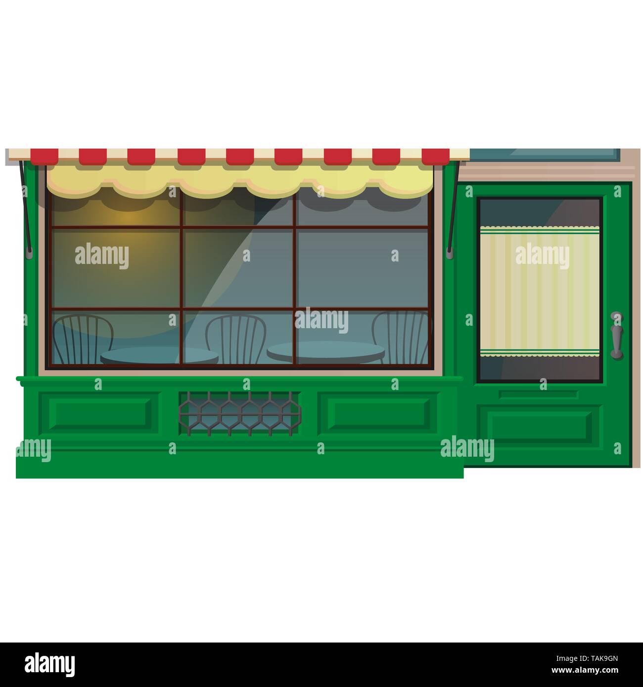 Mini cafe shop exterior isolated on white background. Street restraunt ...