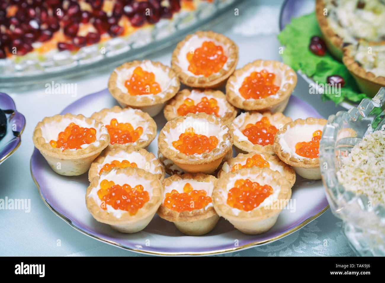Tartlets red caviar on christmas hi-res stock photography and images ...