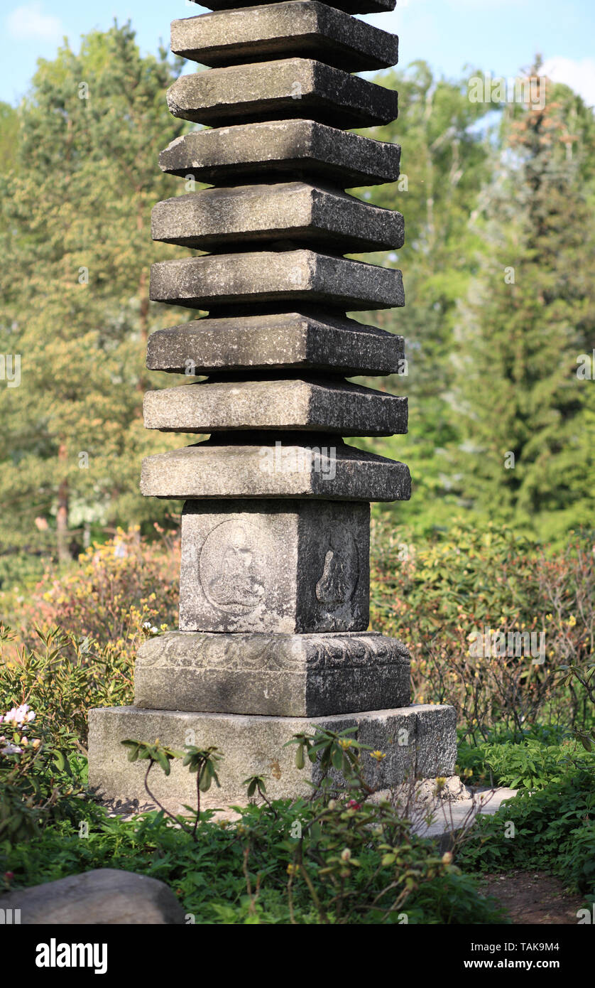 stone column in japan garden Stock Photo - Alamy