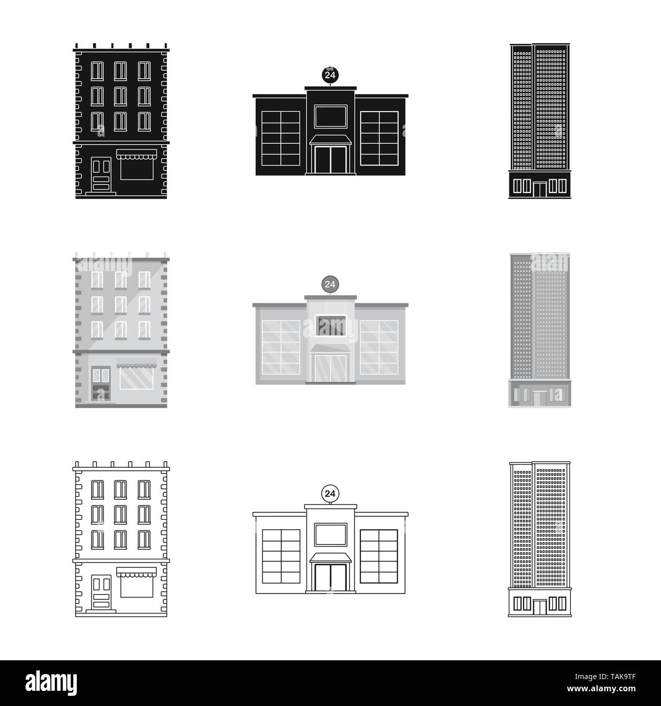 Vector illustration of municipal and center symbol. Set of municipal ...