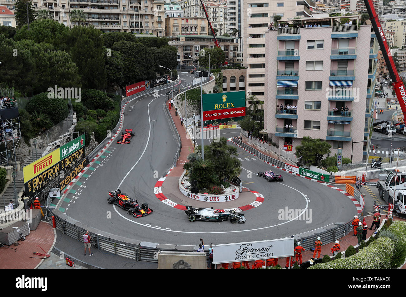 Mercedes' Lewis Hamilton leads Red Bull's Max Verstappen during the ...