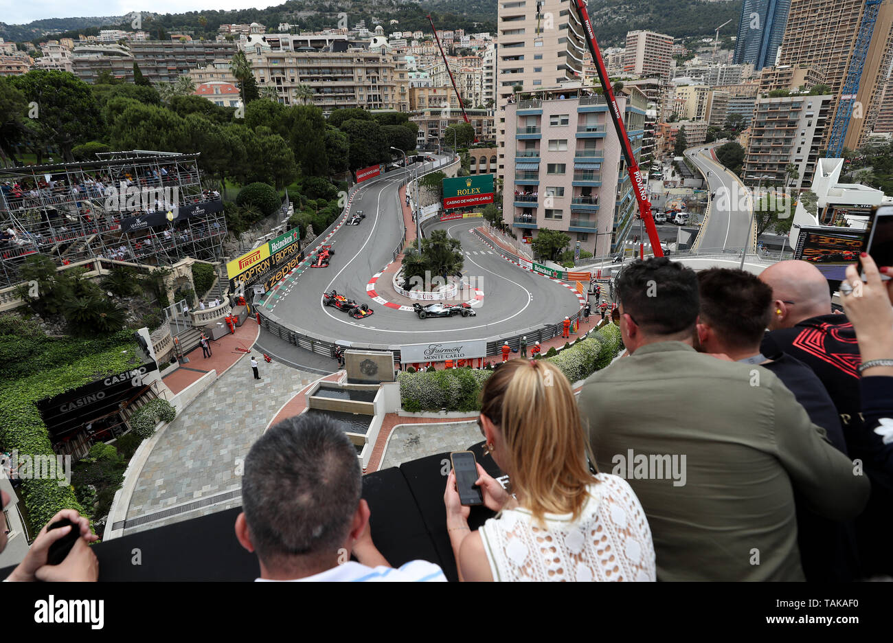 Mercedes' Lewis Hamilton leads Red Bull's Max Verstappen during the ...