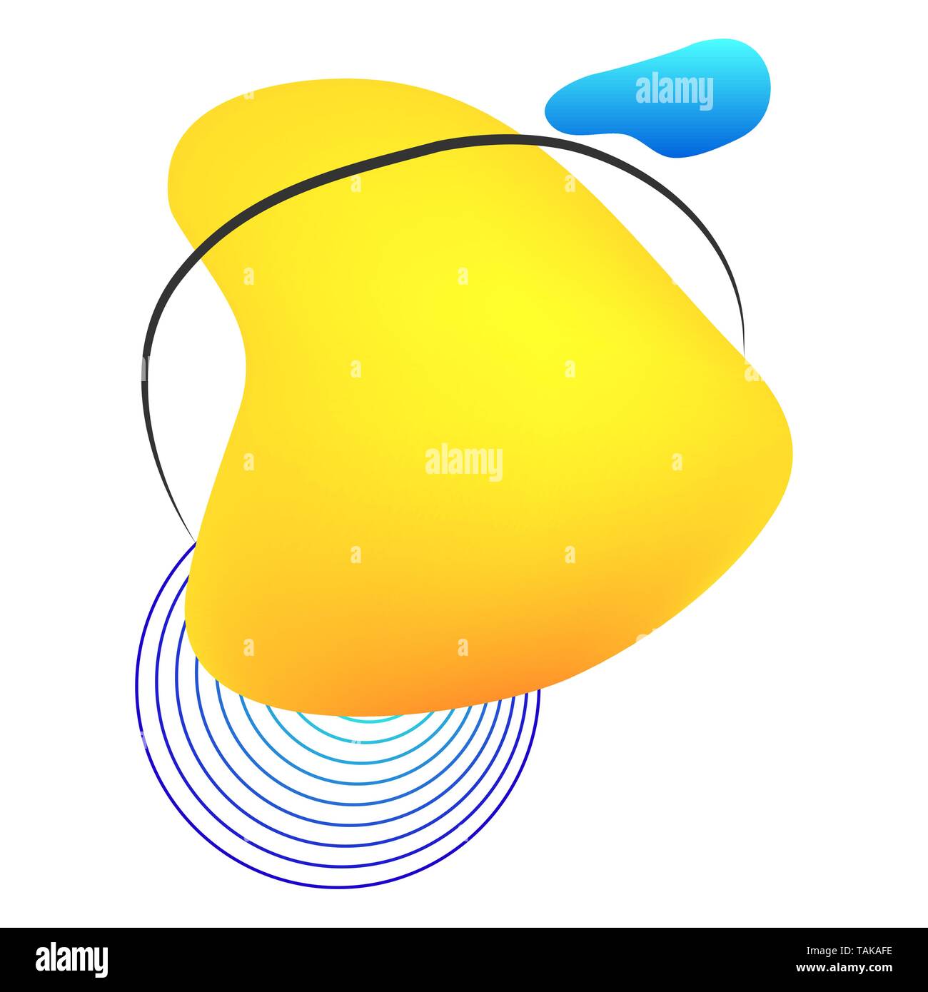 Yellow liquid blob with lines and circle. Abstract fluid spot as ...