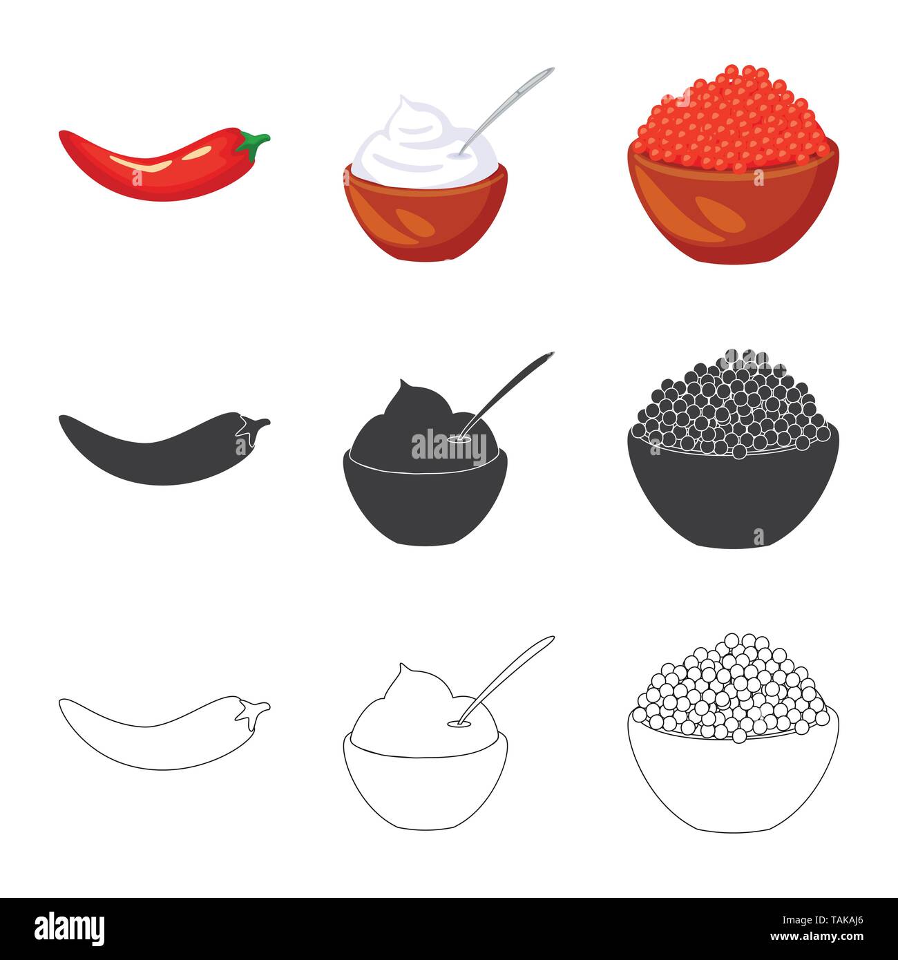 Vector design of taste and product symbol. Set of taste and cooking ...