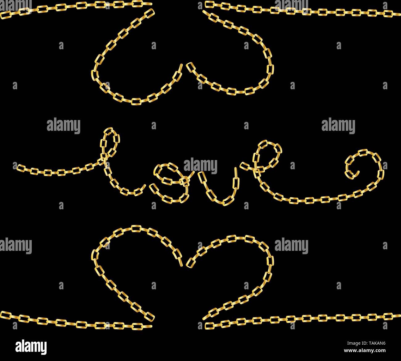 love slogan with golden chain Stock Vector Image & Art - Alamy
