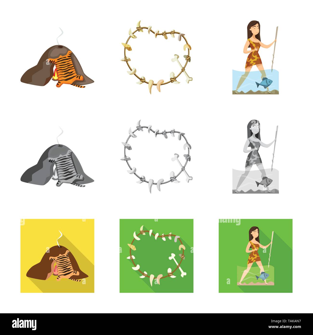 Vector illustration of evolution and prehistory logo. Collection of ...