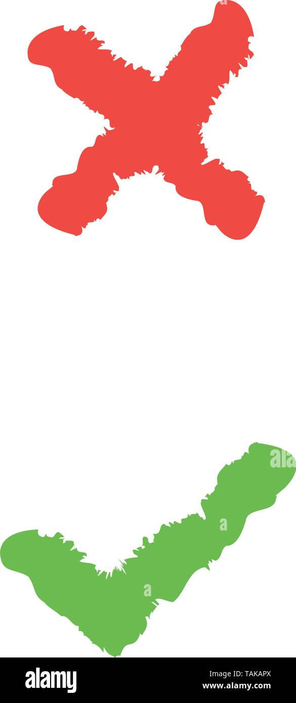 Check box list icons set, green and red isolated on white background ...