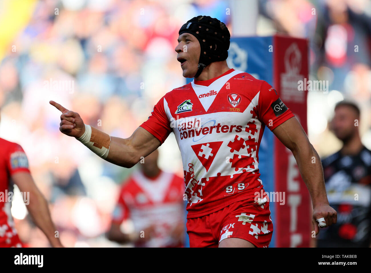 Saint Helens Jonny Lomax celebrates during the Dacia Magic Weekend at ...