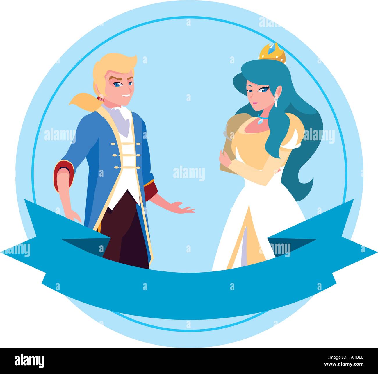prince charming and princess of tales characters vector illustration ...