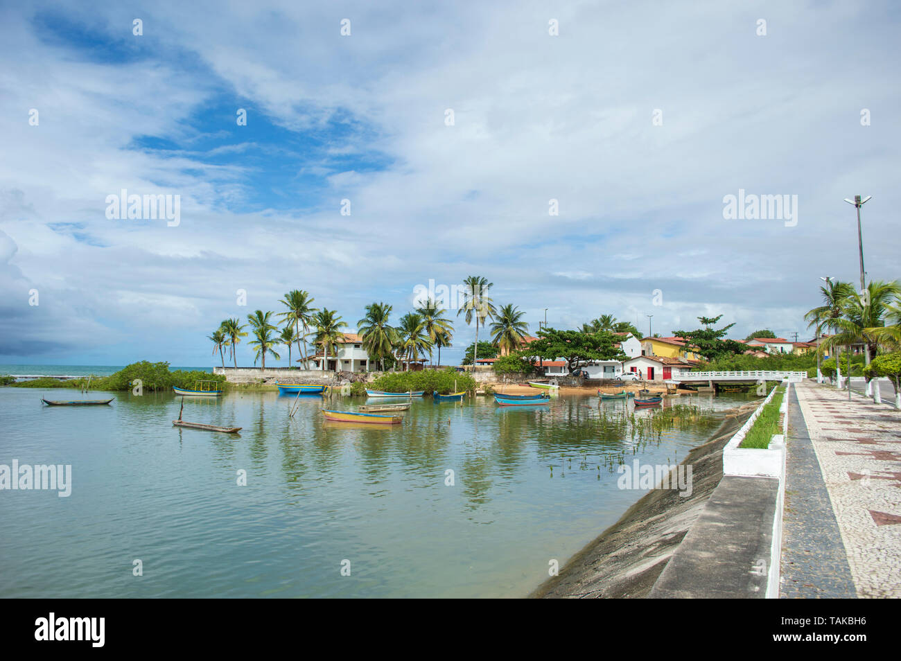 Boats on the sea. Santa Cruz Cabralia, Bahia, Brazil Stock Photo - Alamy