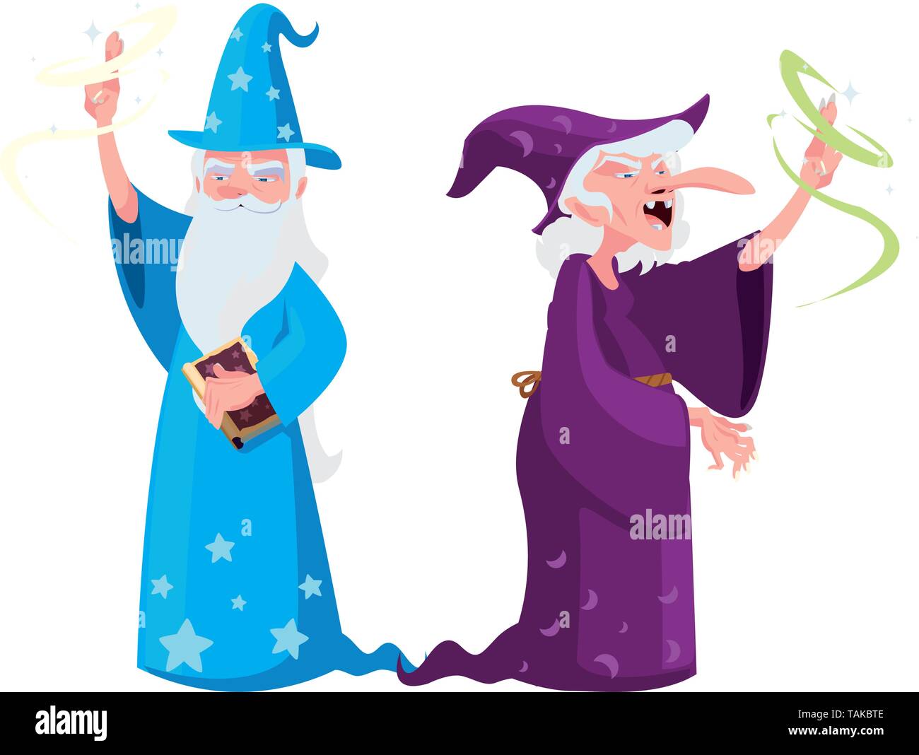 witch and wizard of tales characters vector illustration design Stock ...