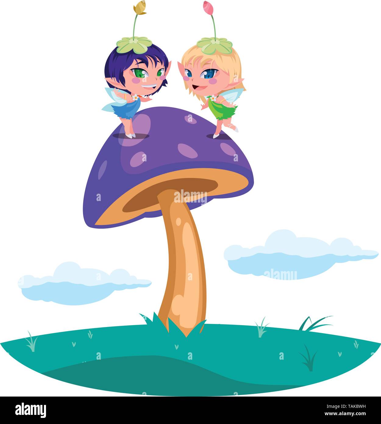 beautiful magic fairies in camp vector illustration design Stock Vector ...