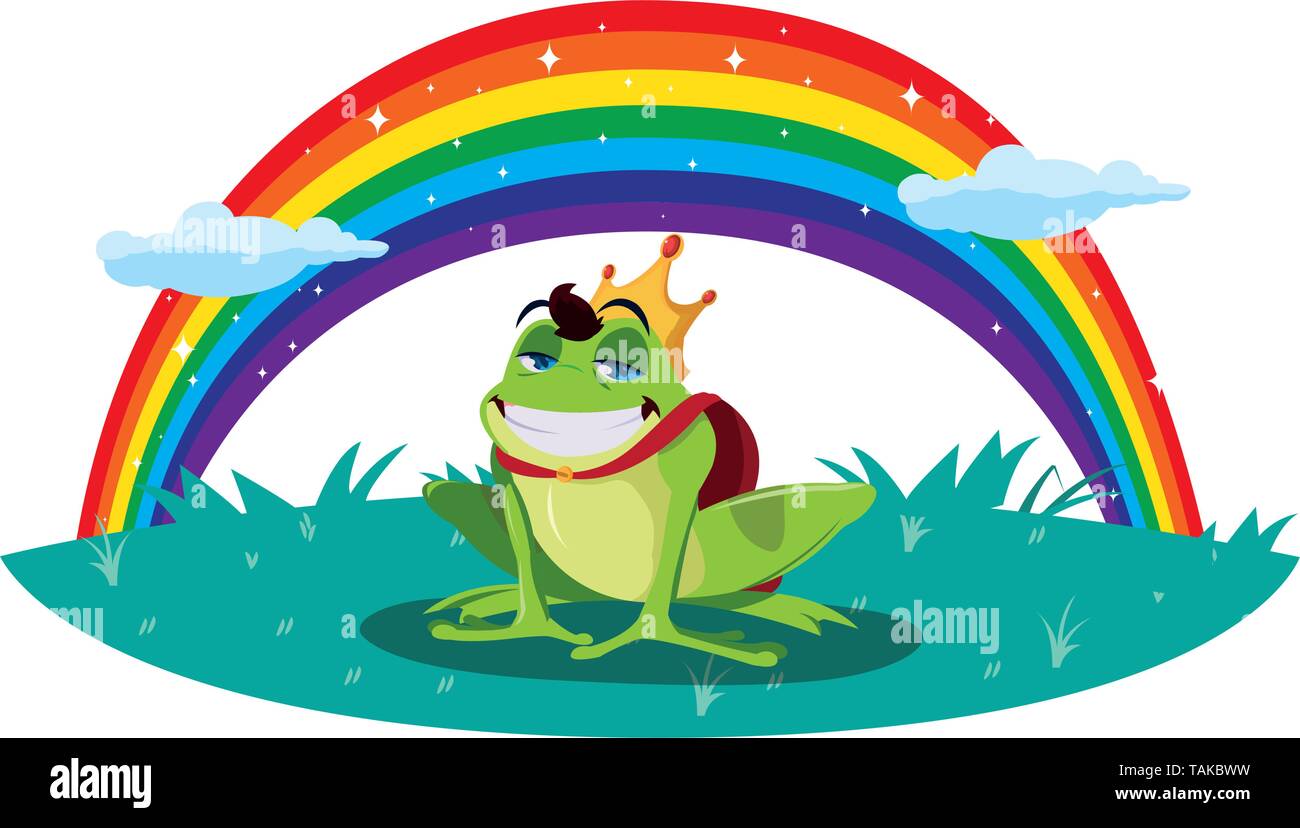 toad prince with rainbow fairytale character vector illustration design ...