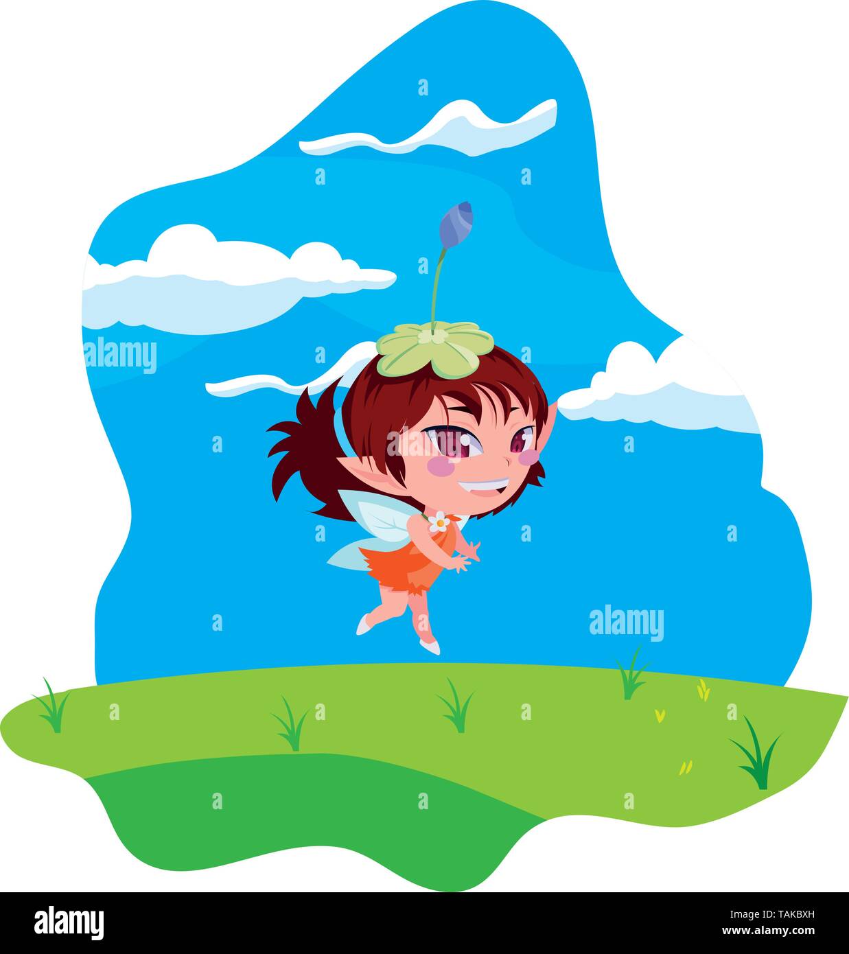 beautiful magic fairy in the camp vector illustration design Stock ...