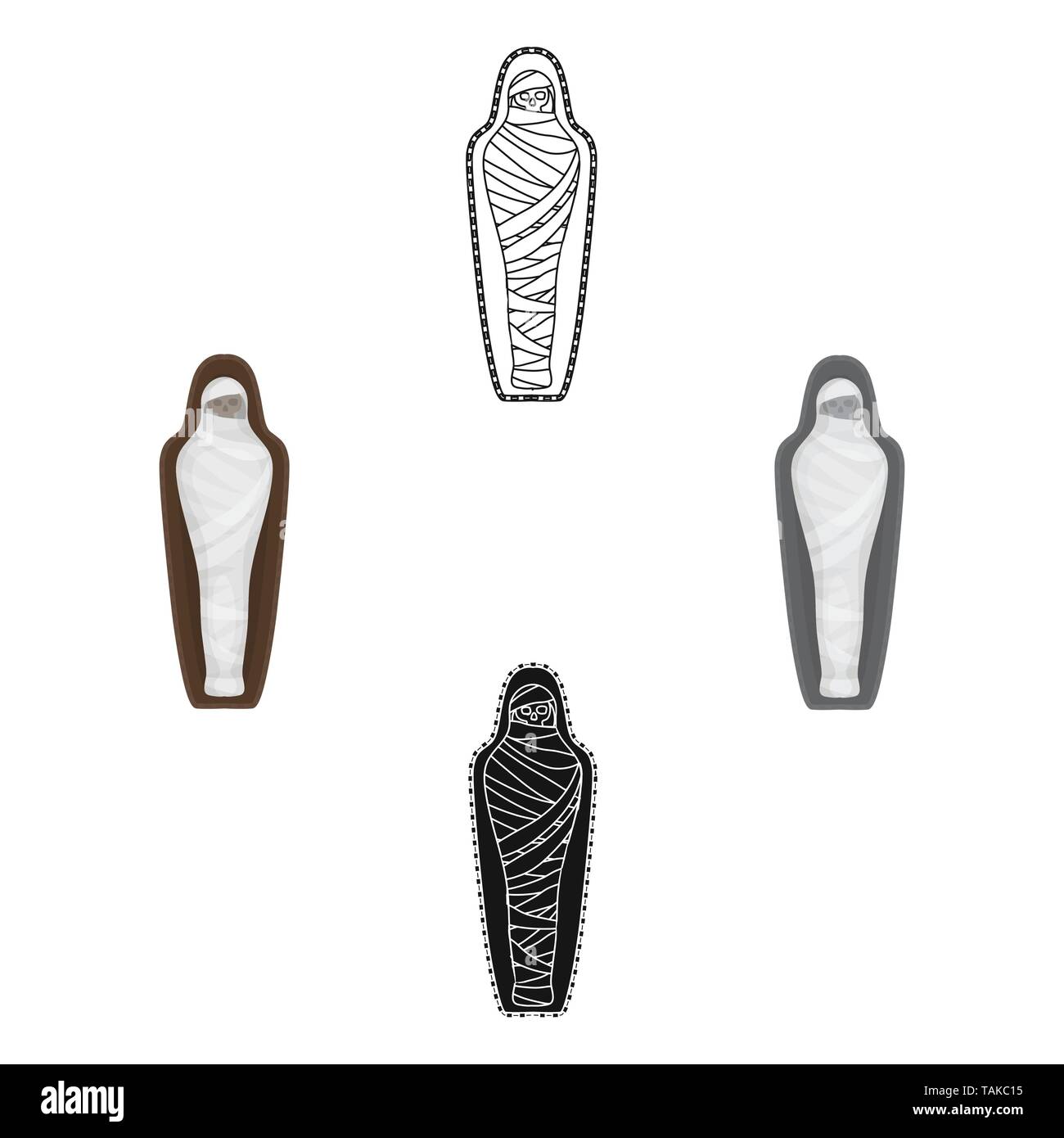 Ancient mummy icon in cartoon,black style isolated on white background ...