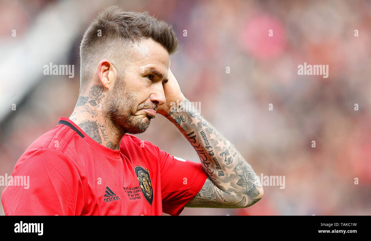 Manchester United Legends player David Beckham in action during the ...