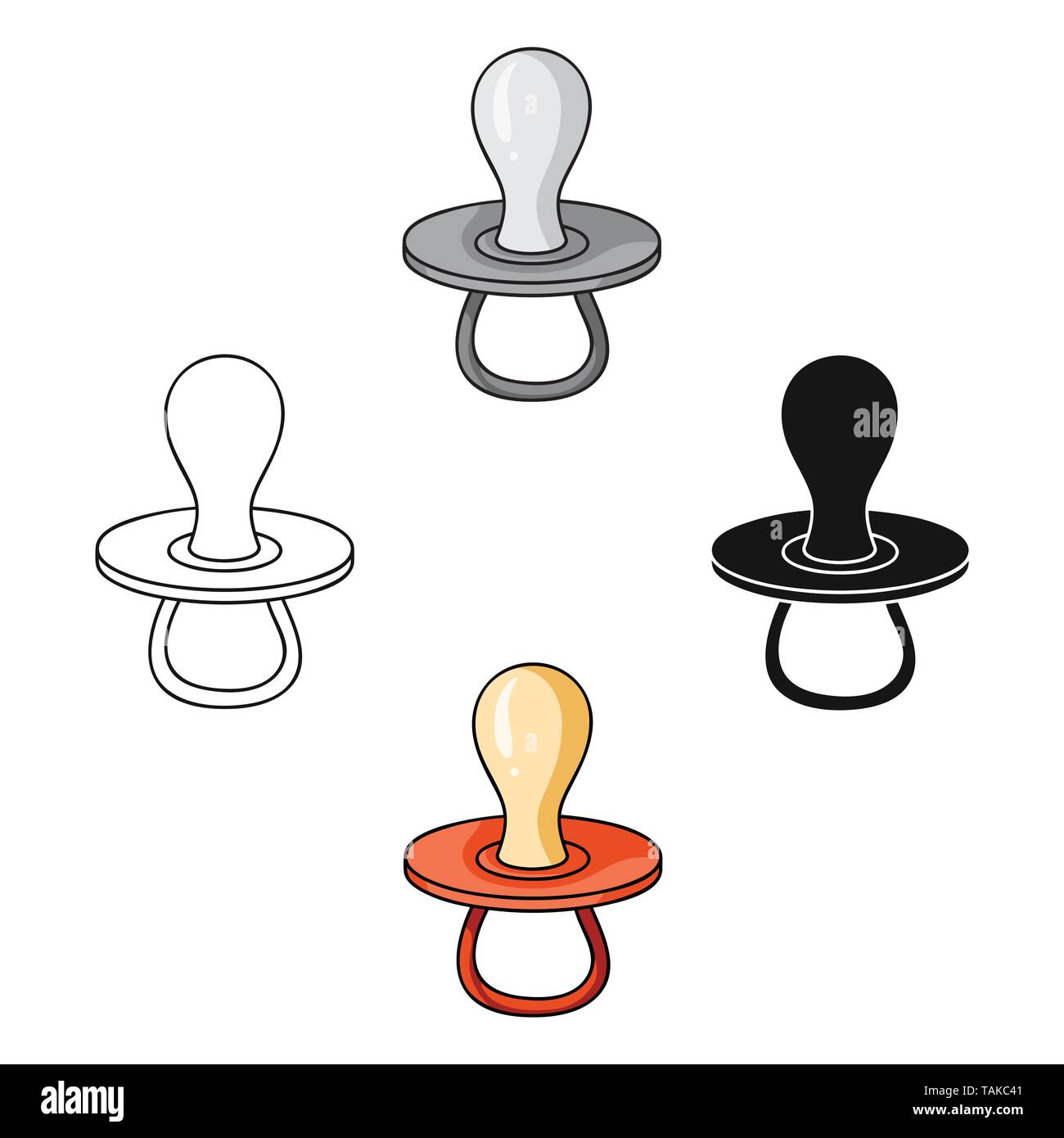 Baby pacifier icon in cartoon,black style isolated on white background ...