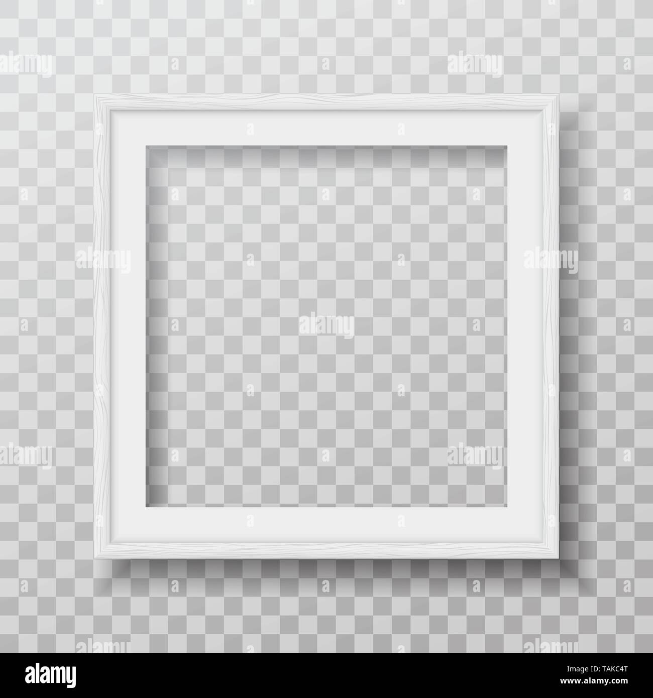 Square white frame with soft shadow for text or picture hanging on ...