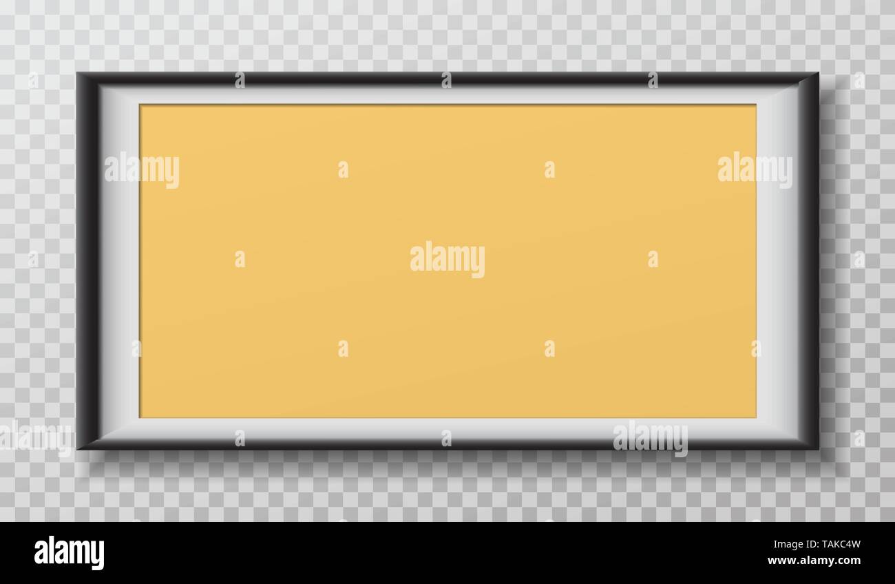 Rectangle black, yellow frame with soft shadow for text or picture ...