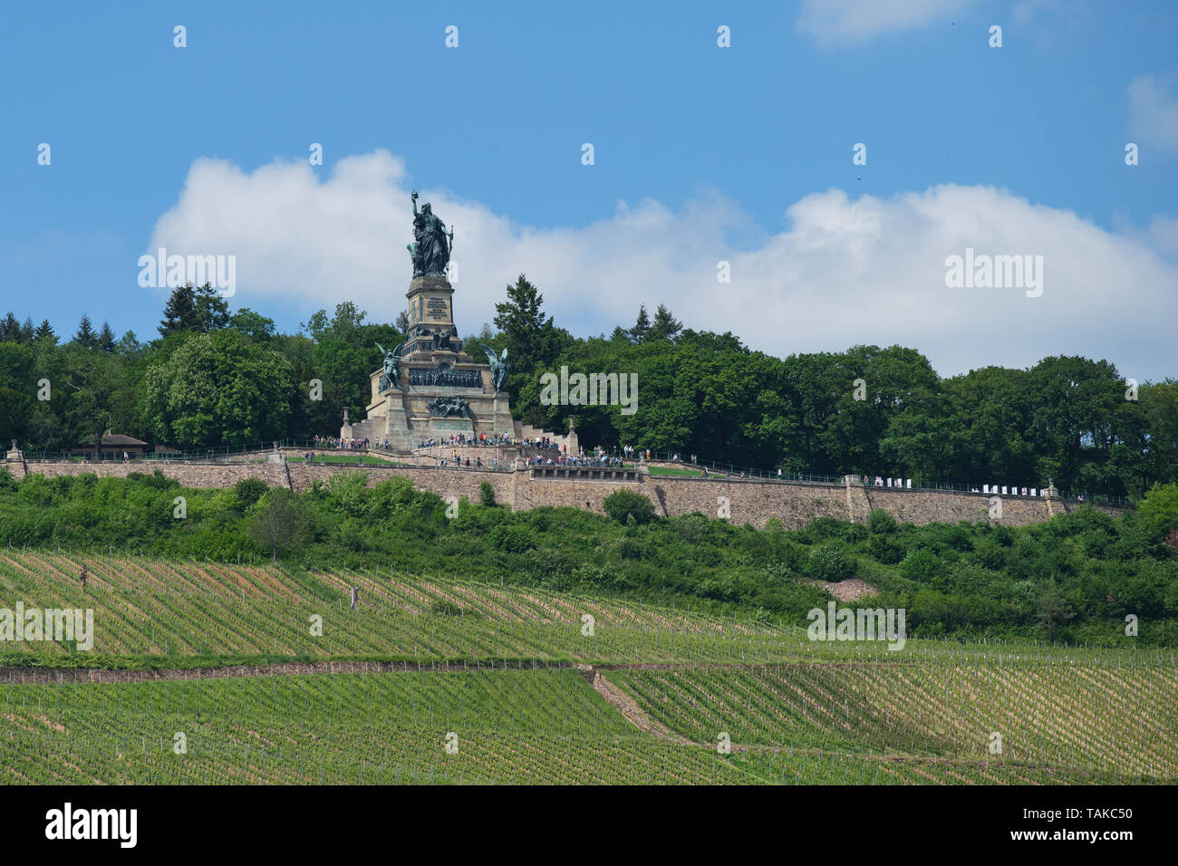 Rudesheim, Germany on May 26, 2019: Niederwalddenkmal is a monument ...