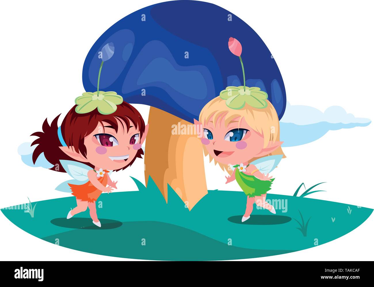 beautiful magic fairies in camp vector illustration design Stock Vector ...