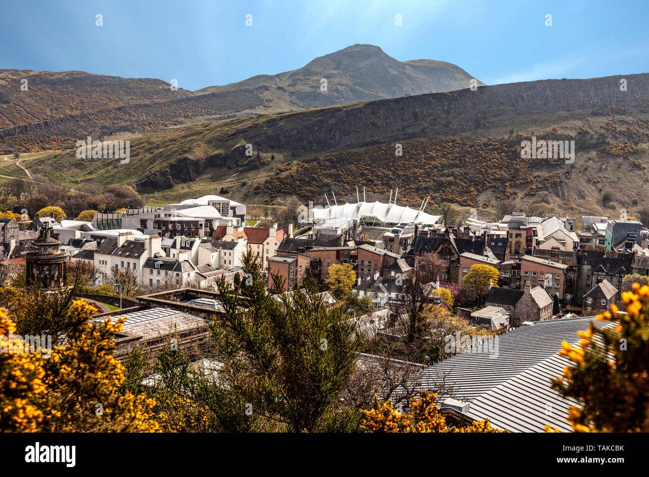 View over the Canongate area of Edinburgh's Royal Mile / High Street ...