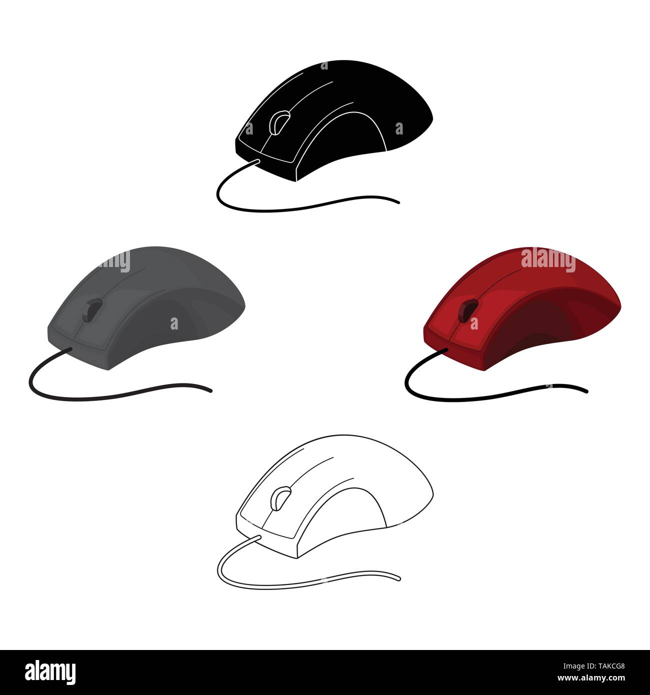 Computer mouse icon in cartoon,black design isolated on white ...