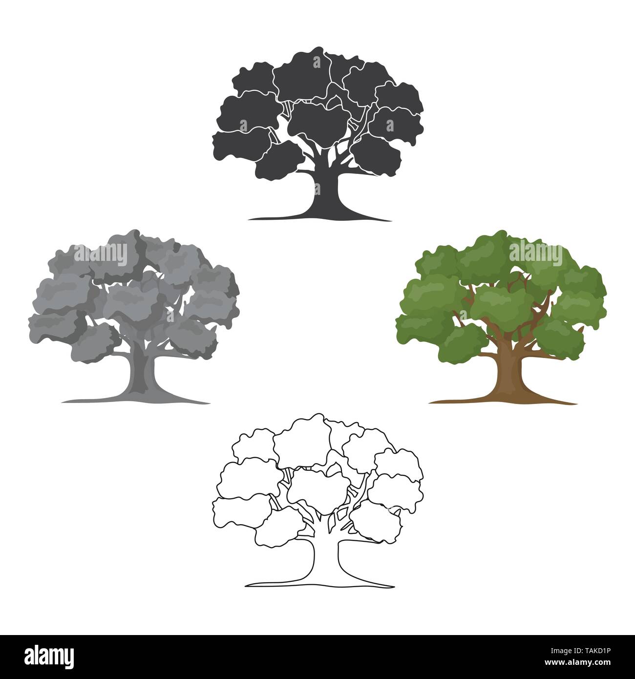 Oak vector illustration icon in cartoon,black design Stock Vector Image ...
