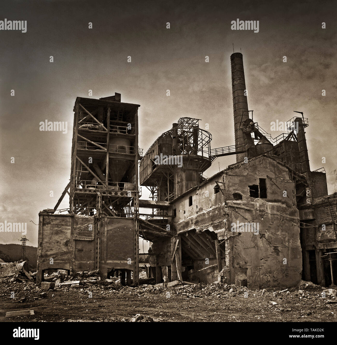 old factory almost destroyed Stock Photo - Alamy