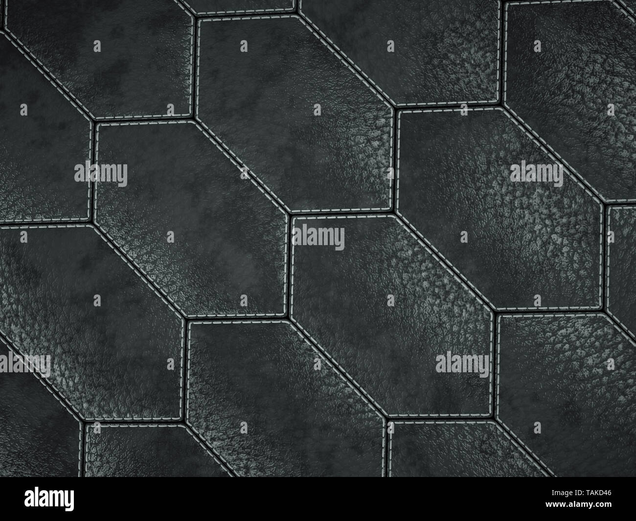 Leather stitched hexagon or honecomb black shiny texture or background ...