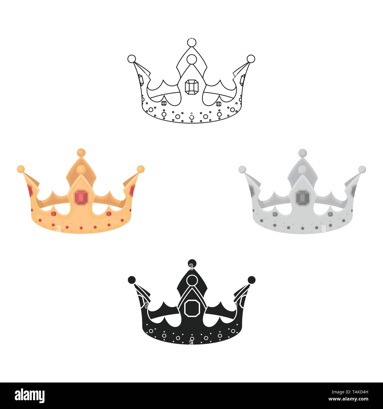 Crown icon in cartoon,black style isolated on white background. Hats ...