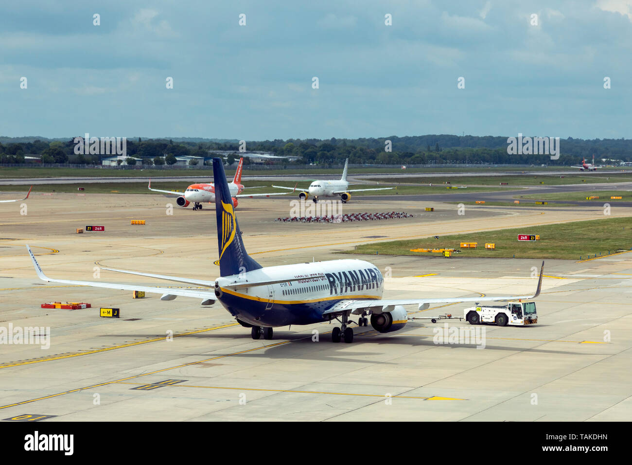 Ryanair Boeing 737-8AS, registered EI-EVF being towed across the ...