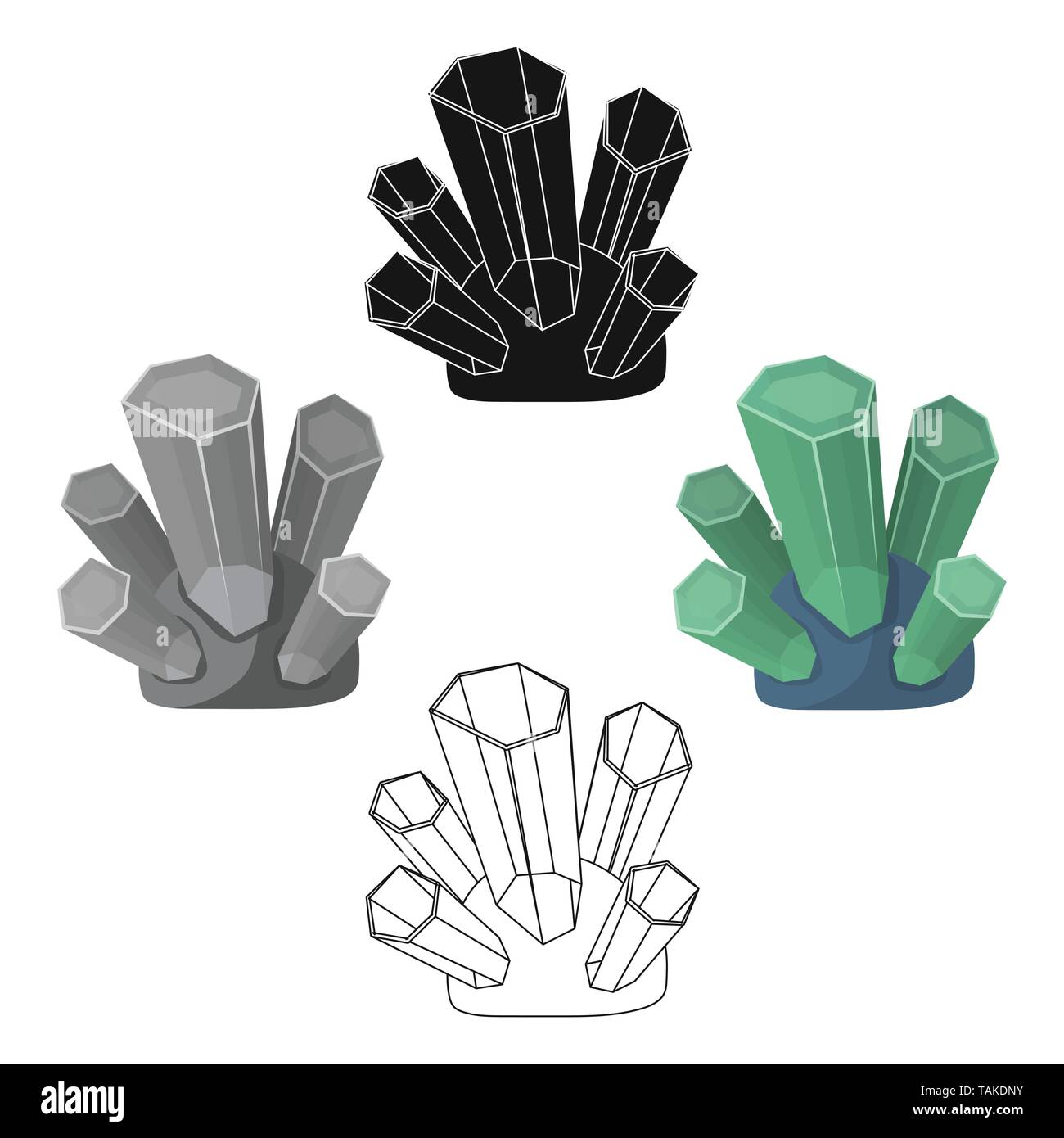 Green natural minerals icon in cartoon,black design isolated on white ...