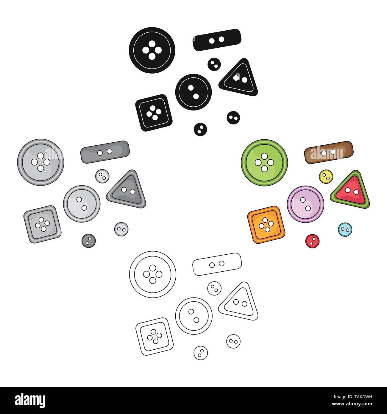 Buttons for clothes.Sewing or tailoring tools kit single icon in ...