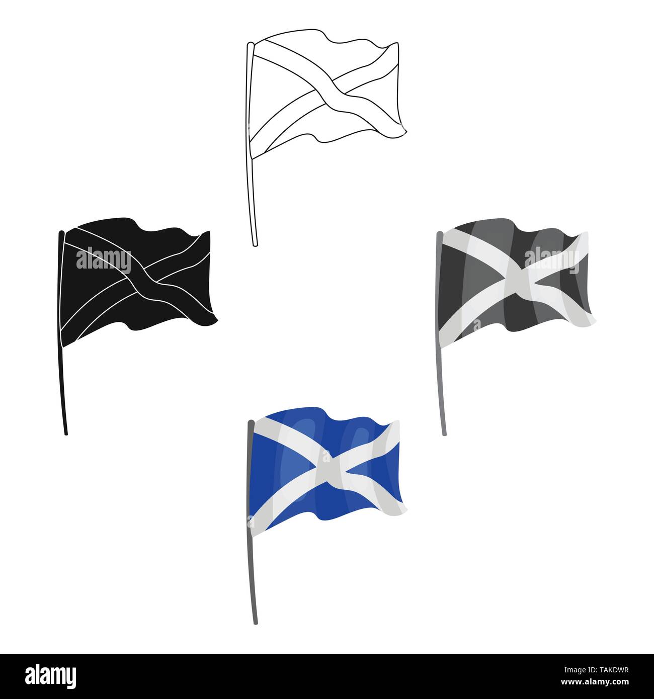 Flag of Scotland icon in cartoon,black design isolated on white ...