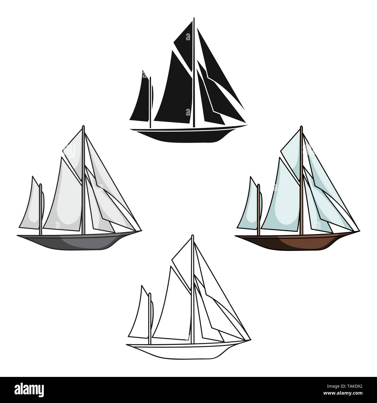 Vintage boat explorers.Sailboat on which ancient people traveled around ...