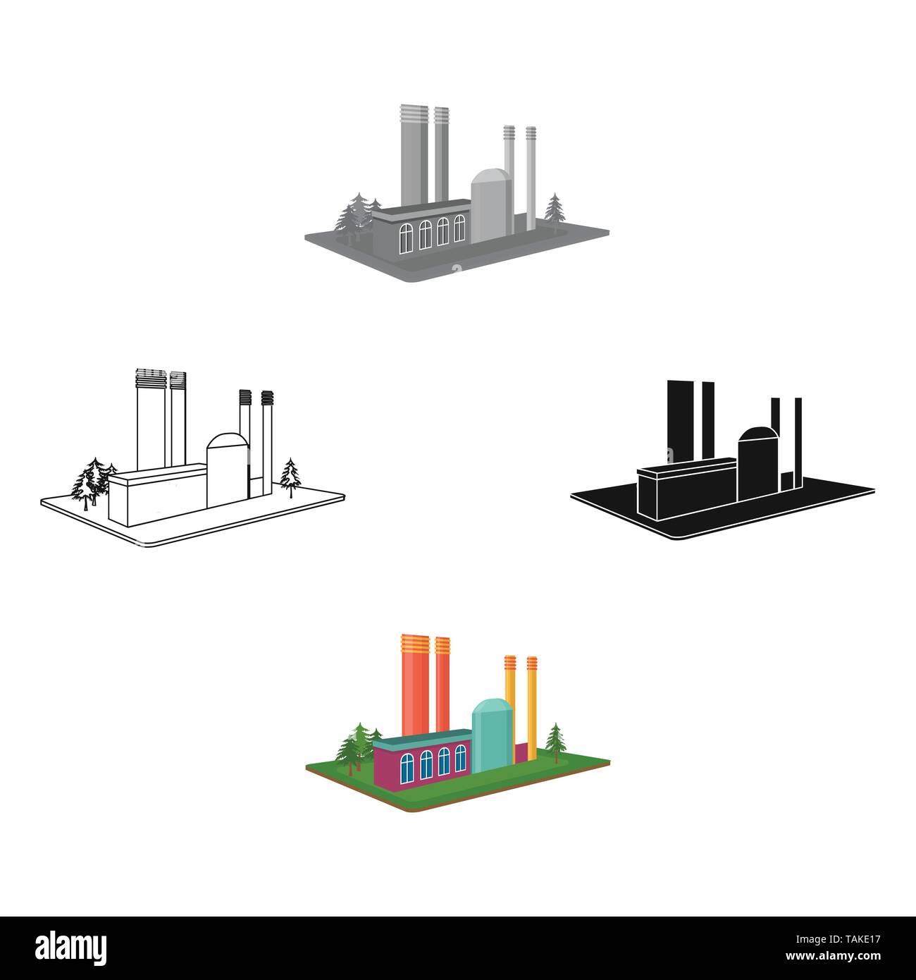 Processing factory. Factory and industry single icon in cartoon,black ...